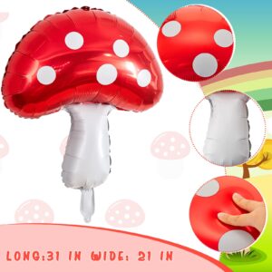 6 Pcs Mushroom Foil Balloons Mushroom Birthday Decor 31 x 21 Inch Fun Mushroom Party Decorations Cute Mushroom Balloons Forest Plant Theme Balloon for Baby Shower Wedding Celebration