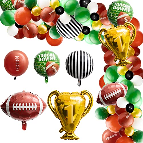 WATINC 129Pcs Football Balloon Garland Arch Kit, Football Theme Party Favors Decorations Supplies Foil Latex Balloons Celebration Decor, Sports Themed Birthday Decorations for Athletes Boys Men