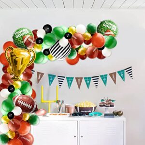 WATINC 129Pcs Football Balloon Garland Arch Kit, Football Theme Party Favors Decorations Supplies Foil Latex Balloons Celebration Decor, Sports Themed Birthday Decorations for Athletes Boys Men