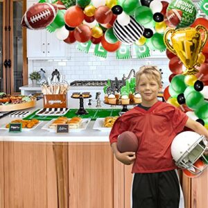 WATINC 129Pcs Football Balloon Garland Arch Kit, Football Theme Party Favors Decorations Supplies Foil Latex Balloons Celebration Decor, Sports Themed Birthday Decorations for Athletes Boys Men