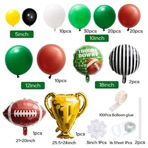 WATINC 129Pcs Football Balloon Garland Arch Kit, Football Theme Party Favors Decorations Supplies Foil Latex Balloons Celebration Decor, Sports Themed Birthday Decorations for Athletes Boys Men