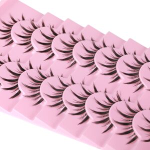 ALPHONSE Manga Lashes Spiky Anime Cosplay Eyelashes Little Devil Japanese False Lashes 15MM Natural Clear Band Doll Eye Lash Pack 9 Pairs