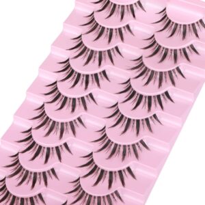 ALPHONSE Manga Lashes Spiky Anime Cosplay Eyelashes Little Devil Japanese False Lashes 15MM Natural Clear Band Doll Eye Lash Pack 9 Pairs