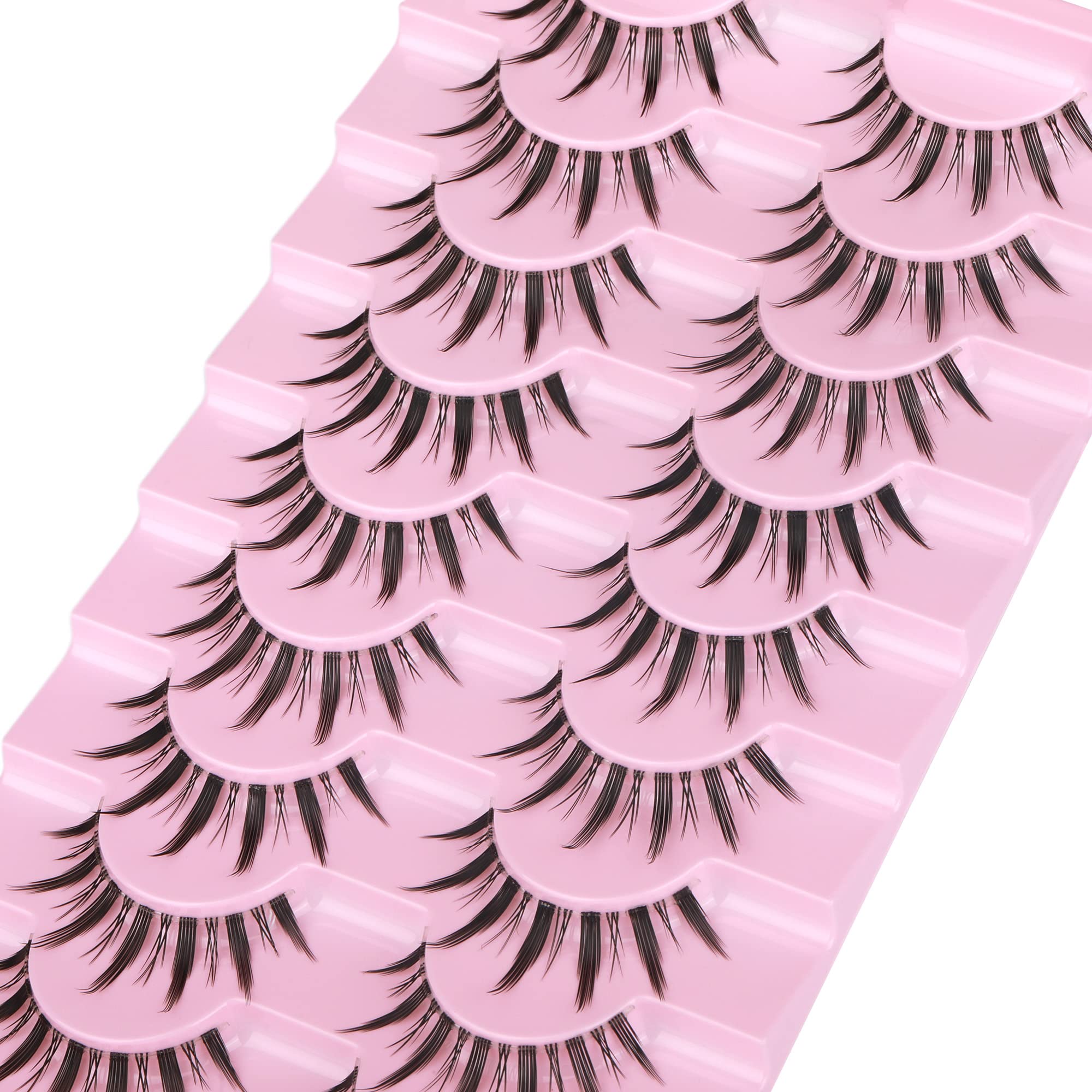 ALPHONSE Manga Lashes Spiky Anime Cosplay Eyelashes Little Devil Japanese False Lashes 15MM Natural Clear Band Doll Eye Lash Pack 9 Pairs