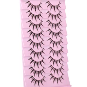 ALPHONSE Manga Lashes Spiky Anime Cosplay Eyelashes Little Devil Japanese False Lashes 15MM Natural Clear Band Doll Eye Lash Pack 9 Pairs