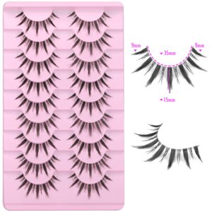 ALPHONSE Manga Lashes Spiky Anime Cosplay Eyelashes Little Devil Japanese False Lashes 15MM Natural Clear Band Doll Eye Lash Pack 9 Pairs