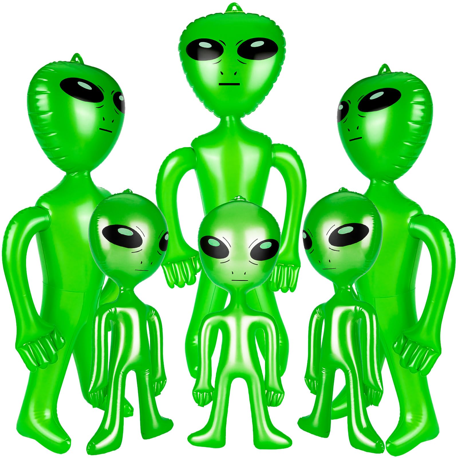 6pcs Alien Inflatable Balloons, 33 Inch Inflatables Alien and 21 Inch Alien Inflates Balloon for Alien Party, Halloween, Christmas, Birthday Decoration (Green)