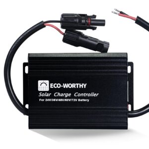 eco-worthy boost mppt solar charge controller 12a solar panel regulator 24v/36v/48v/60v/72v lead-acid, lifepo4, gel, flooded battery in golf cart electric vehicles solar system