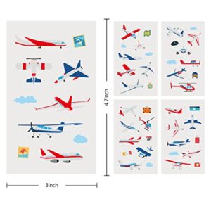 24 Sheets Airplane Temporary Tattoos, Birthday Decorations Airplane Party Favors