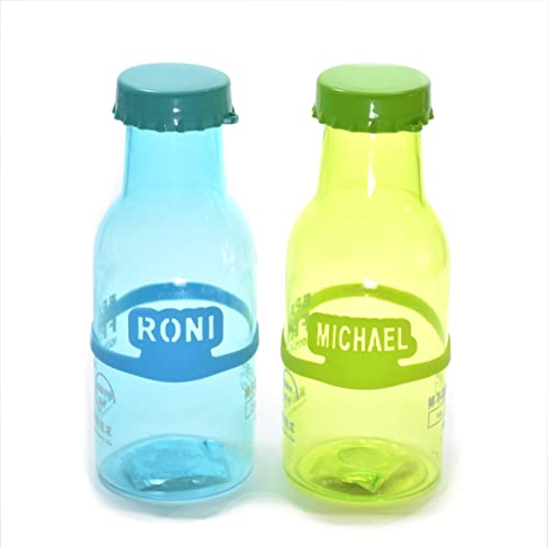 Personalized Bottle Bands. Pack of 4 Silicone Labels for Water Bottles. Different Names and Colors