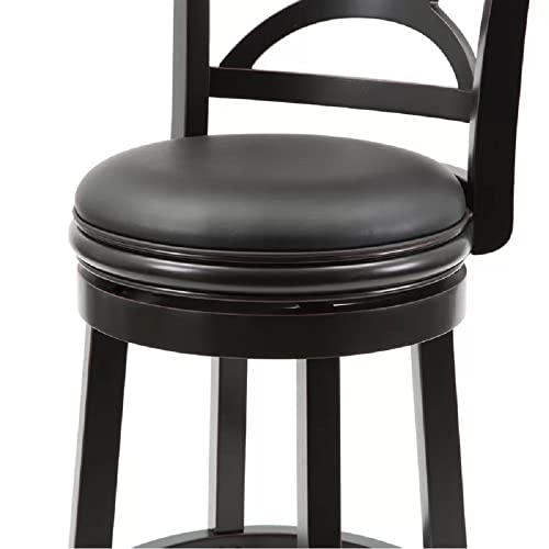 Boraam Florence 24" Counter Height Wood Swivel Stool, Black Sandthru