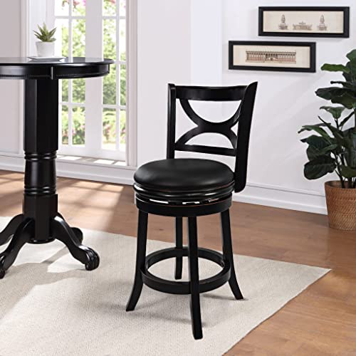 Boraam Florence 24" Counter Height Wood Swivel Stool, Black Sandthru