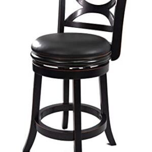 Boraam Florence 24" Counter Height Wood Swivel Stool, Black Sandthru