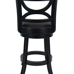 Boraam Florence 24" Counter Height Wood Swivel Stool, Black Sandthru