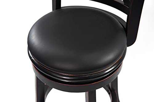 Boraam Florence 24" Counter Height Wood Swivel Stool, Black Sandthru