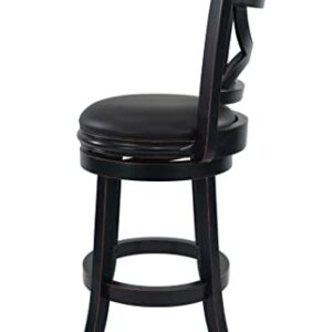 Boraam Florence 24" Counter Height Wood Swivel Stool, Black Sandthru