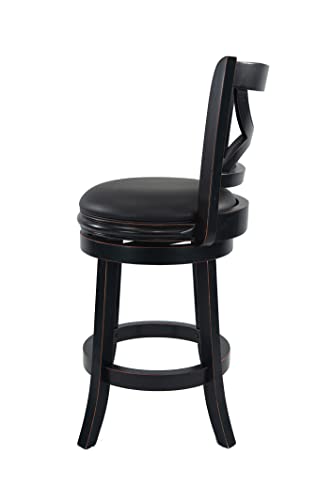 Boraam Florence 24" Counter Height Wood Swivel Stool, Black Sandthru