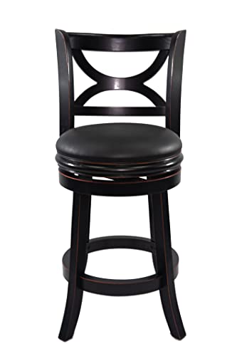 Boraam Florence 24" Counter Height Wood Swivel Stool, Black Sandthru