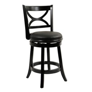 Boraam Florence 24" Counter Height Wood Swivel Stool, Black Sandthru