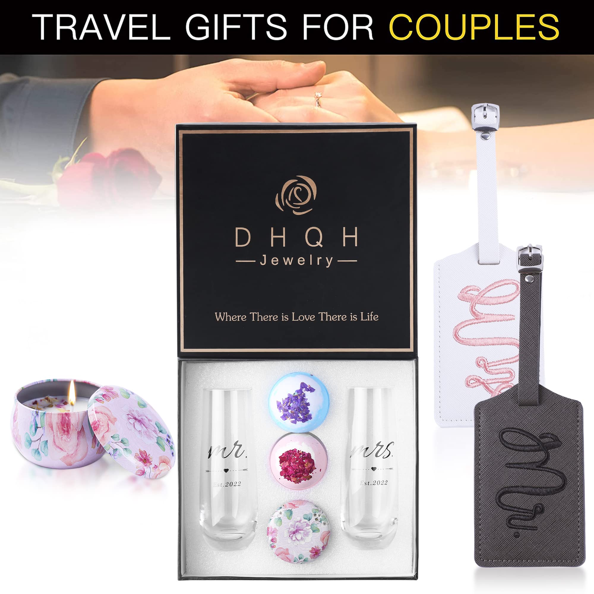 DHQH Mr and Mrs Gifts for Wedding Bridal Shower for Bride and Groom Engagement for Couples Honeymoon Travel Essentials Present for Husband Wife Newlywed Marriage