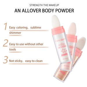 AKARY Body Glitter, Fairy Polvo De Hadas Shimmer Face Highlighter Powder & Blush Stick, Instant Glow Luminizer Duo, Glitter Face Hair High Gloss, Sparkle Smudge-Proof Highlighter Stick Party Makeup (#02 Fairy Pink)