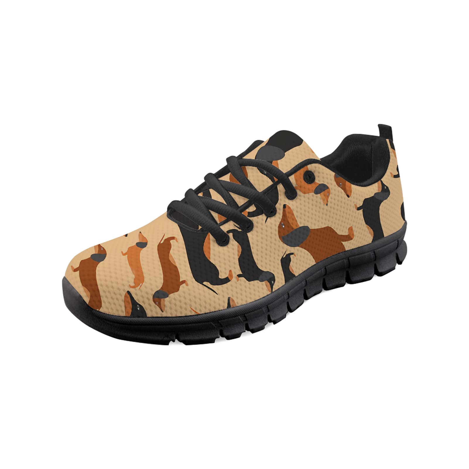 Wanyint Dachshund Print Sneakers Running Shoes for Women Cute Brown Puppy Dog Air Mesh Running Shoes