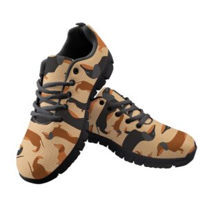 Wanyint Dachshund Print Sneakers Running Shoes for Women Cute Brown Puppy Dog Air Mesh Running Shoes