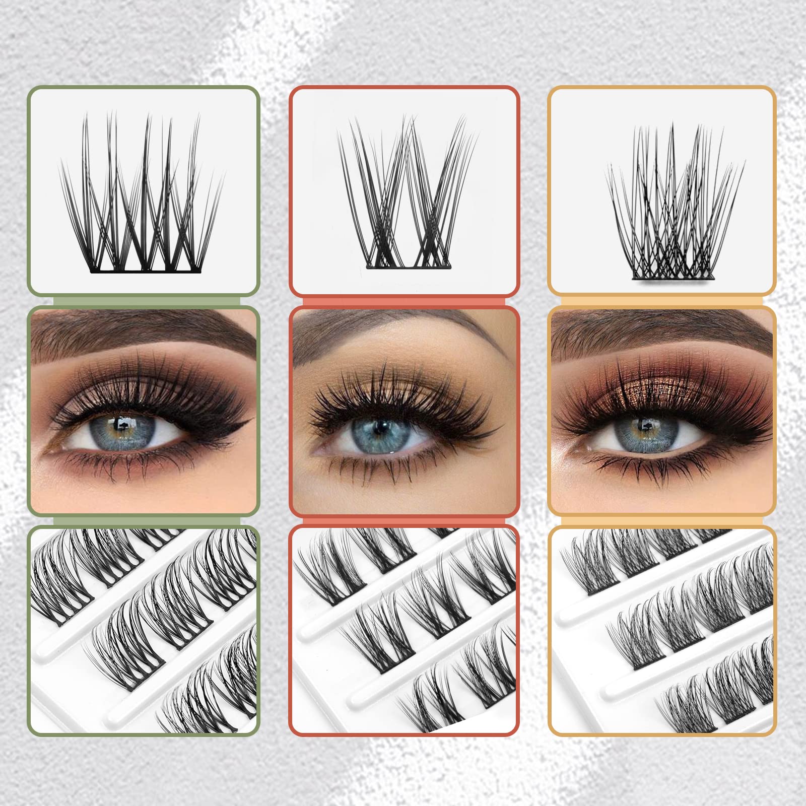 WONSIS Lash Clusters, 120 Pcs Individual Lashes Cluster, Soft and Lightweight Individual Lashes, 0.07 Thickness C Curl Synthetic Reusable Artificial DIY Lash Extension (Volume-Medium 12mm)