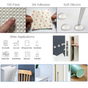 Door Stoppers for Wall, 8 * 4mm Door Knob Wall Protector 100pcs Small Hemispherical Quiet Soft Clear Silicone Shock Absorbent Door Wall Protector