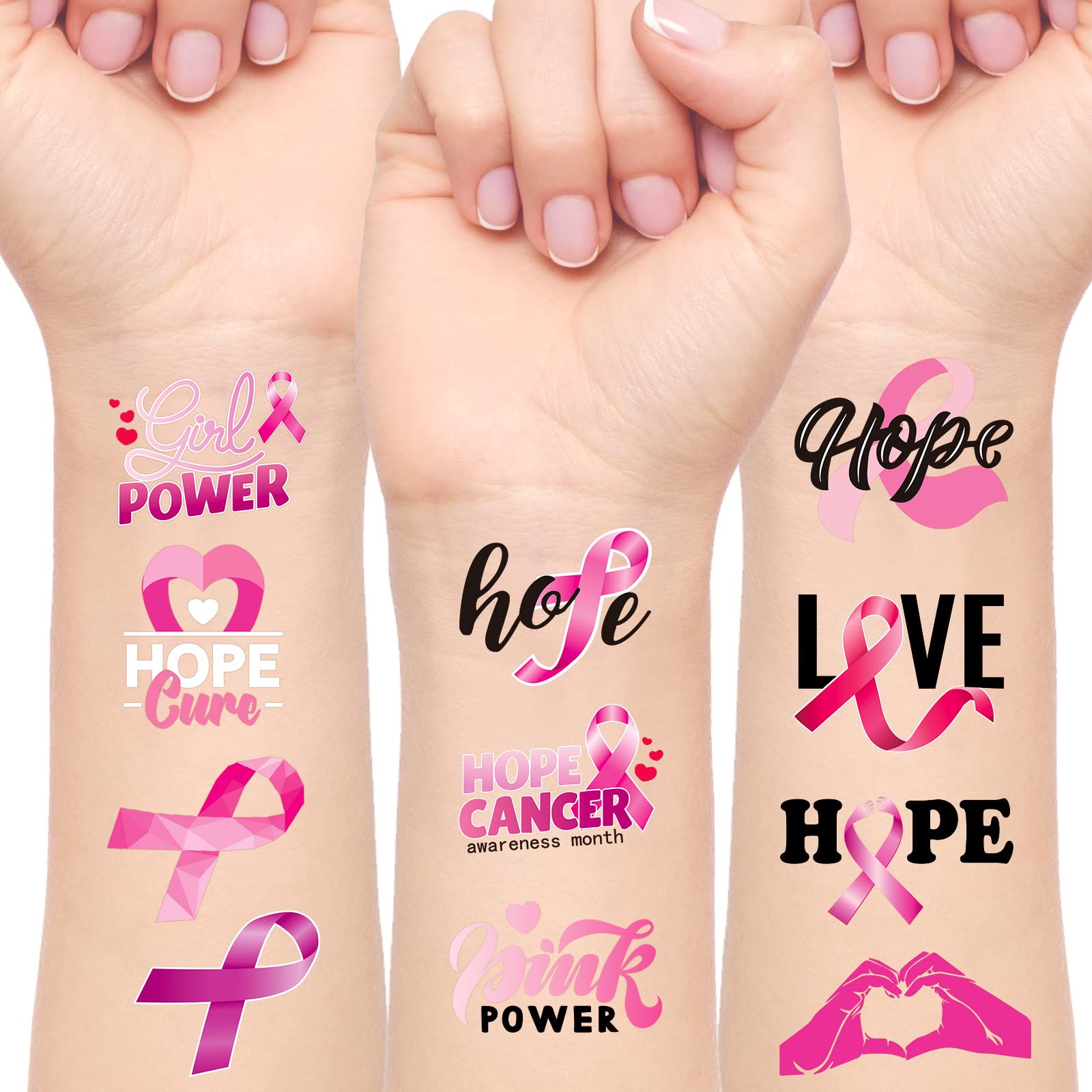 70pcs Pink Ribbon Breast Cancer Awareness Tattoo Sticker Foundation/Event/Walk/Run