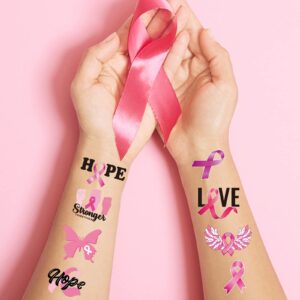 70pcs Pink Ribbon Breast Cancer Awareness Tattoo Sticker Foundation/Event/Walk/Run