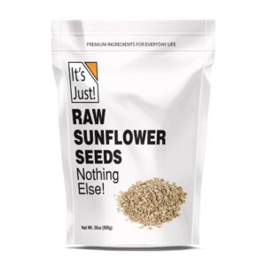 it's just - raw sunflower seeds, 1.88lbs, product of bulgaria, unsalted, shelled, perfect for baking, 30oz