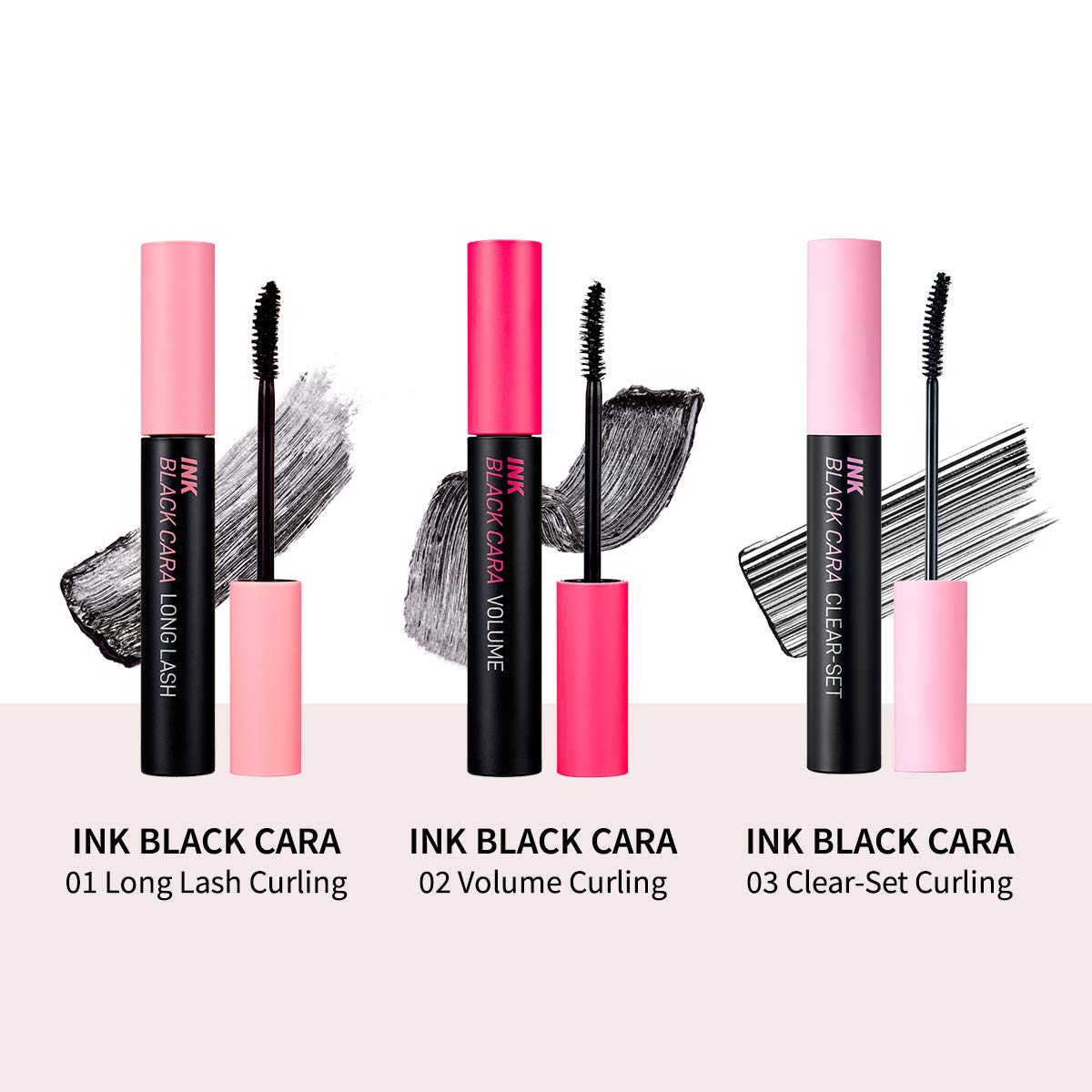 Peripera Ink Black Mascara, Lengthening, Thick, Waterproof, Smudge Proof, Long Lasting, Not Animal Tested (0.3 Ounce, 03 Clear-Set Curling)