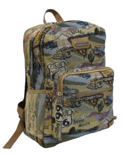 karriage-mate cotton canvas sports backpack. route 66-theme