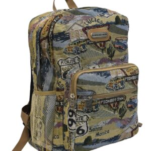 Karriage-Mate Cotton Canvas Sports Backpack. Route 66-Theme