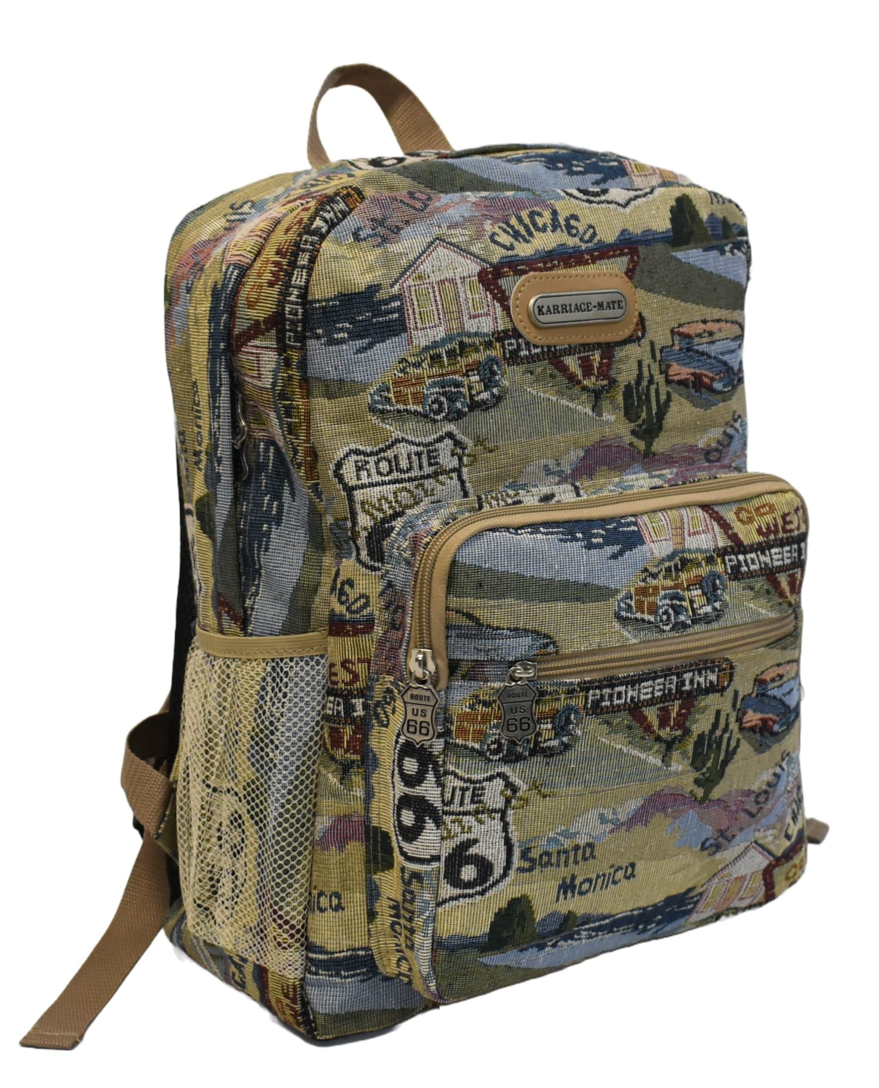 Karriage-Mate Cotton Canvas Sports Backpack. Route 66-Theme