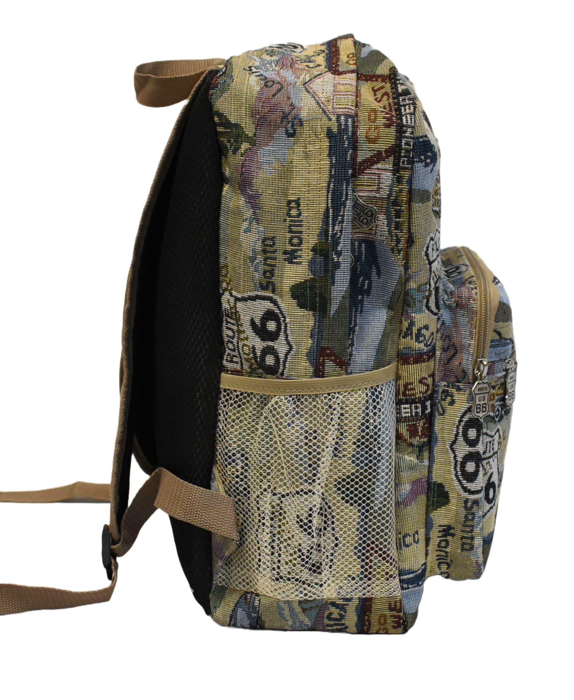 Karriage-Mate Cotton Canvas Sports Backpack. Route 66-Theme