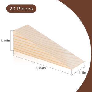 Elesunory 20 Pack Wooden Wedges for Chair Caning Supplies, Non Slip Wood Door Stopper, Triangle Wood Block for Chair Caning Door Stop