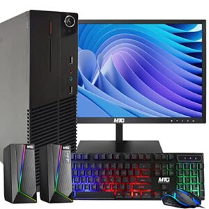 lenovo thinkcentre computer desktop pc, intel core i5 4th gen, 16gb ram, 2tb hdd, mtg new 20 inch led monitor, rgb speaker and keyboard mouse, wifi, windows 10 pro (renewed)