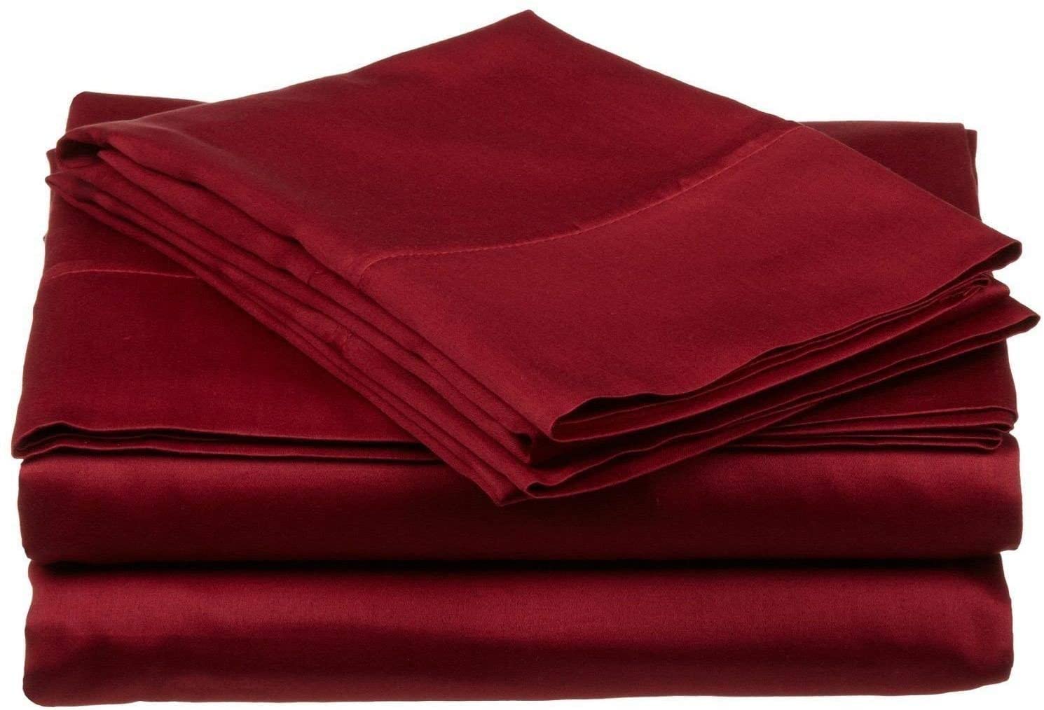 Twin XL Sheet Set- 4 Piece- Bed Sheets Extra Deep 30" inch Mattress Sheet Set Long Staple Adjustable Bed Sheet Set Burgundy Solid Twin XL- 39" X 80" Egyptian Cotton-600 TC