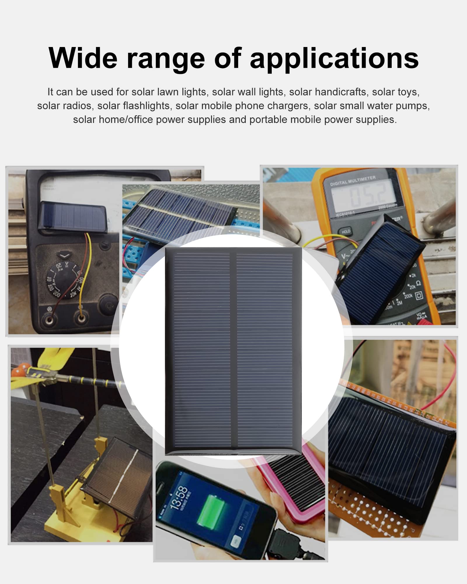 FellDen Micro Solar Panels Photovoltaic Cells, 10PCS 5V 200mA Epoxy Panel Kit Polycrystalline Cells 110mmx60mm / 4.33''x 2.36'' (5V200mA)