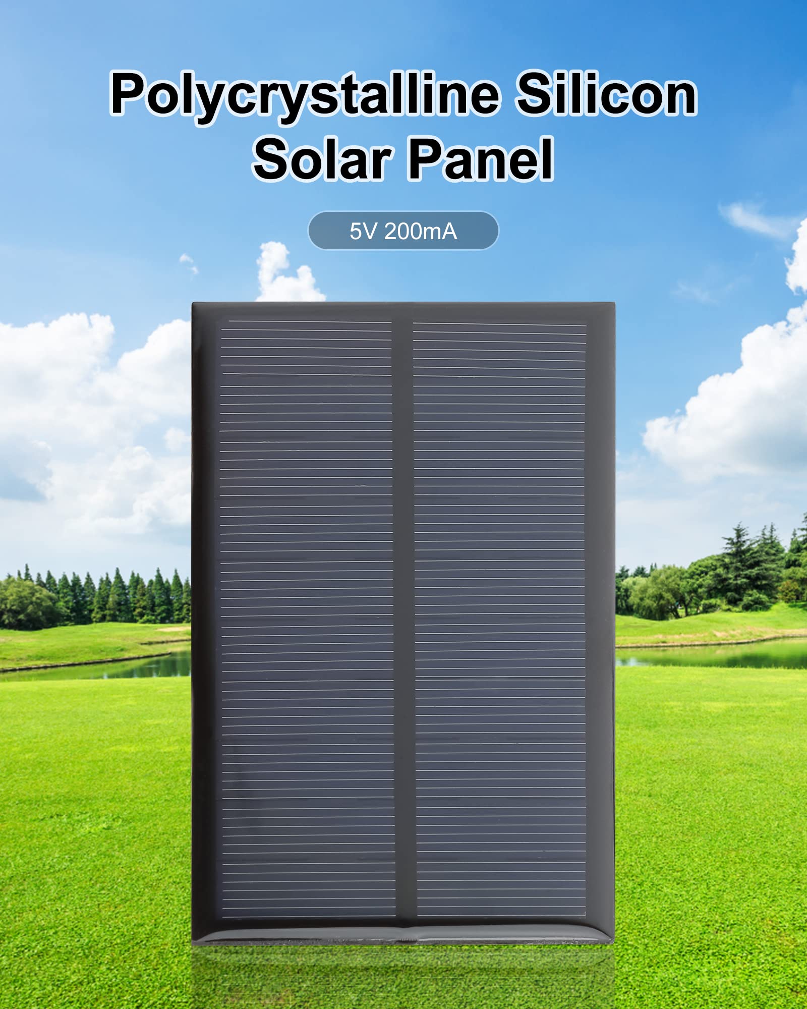 FellDen Micro Solar Panels Photovoltaic Cells, 10PCS 5V 200mA Epoxy Panel Kit Polycrystalline Cells 110mmx60mm / 4.33''x 2.36'' (5V200mA)