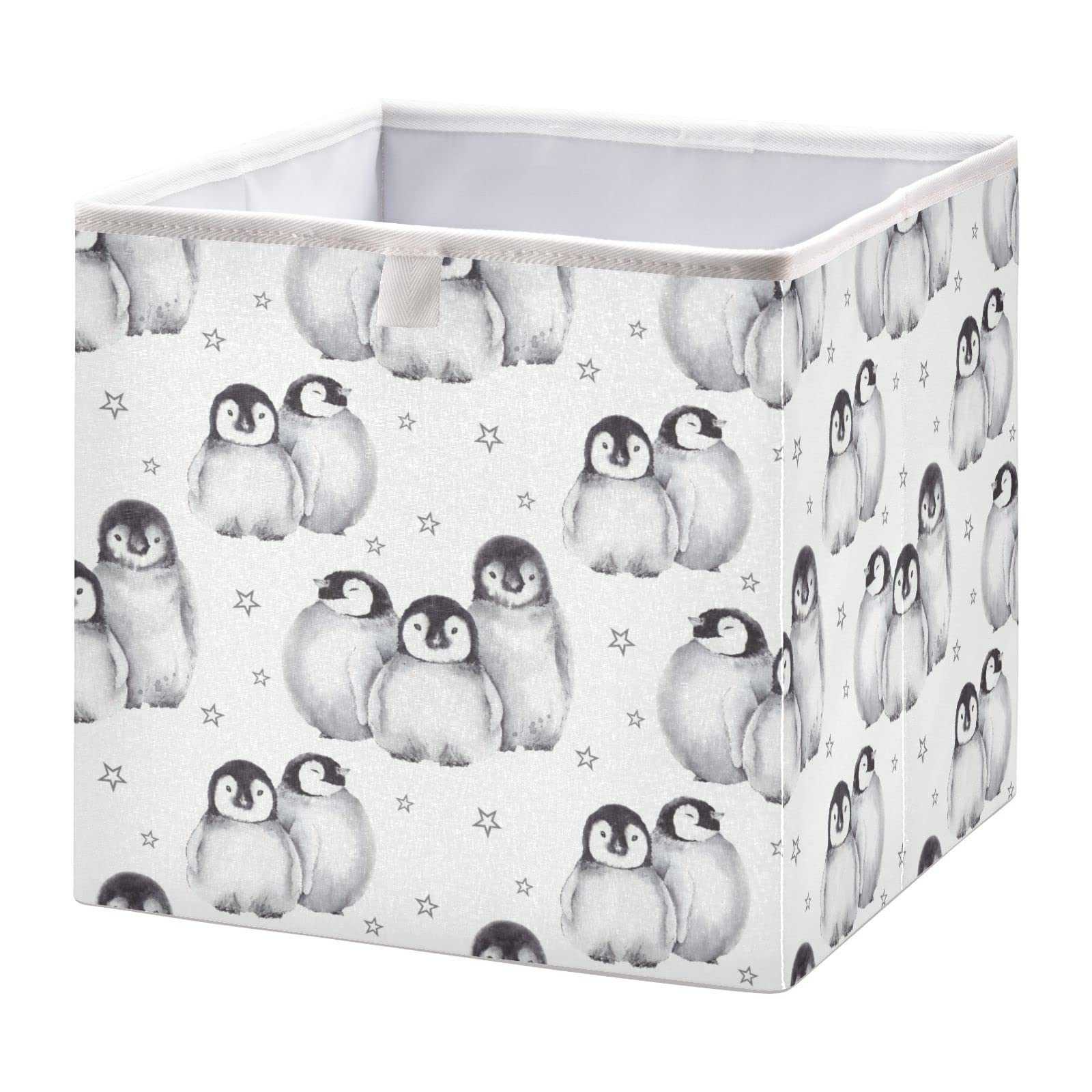 Emelivor Cute Baby Penguins Cube Storage Bin Foldable Storage Cubes Waterproof Toy Basket for Cube Organizer Bins for Nursery Kids Closet Shelf Playroom Office Book - 15.75x10.63x6.96 IN