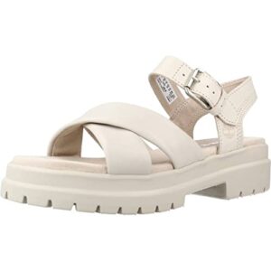 timberland women's london vibe x strap sandal, white full-grain, 8.5