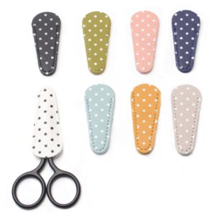 qicaitu 8 pieces embroidery scissors sheath polka dot scissors protective cover scissors leather sheath for scissors protection (8 pcs/multiple color)