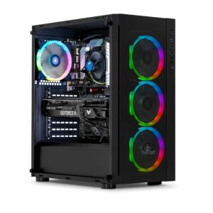 yeyian katana x12 gaming pc desktop computer, intel i5-11400f 6-core, geforce rtx 3060 10gb gddr6, 500gb nvme ssd, 16gb ddr4 3200mhz, 650w gold psu, 4 argb fans, windows 11, 1gb lan, wifi 5, bt 5.0