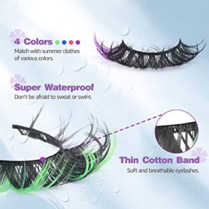 Colored Eyelashes Fluffy Eye Lashes with Color Colorful D Curl Strip Lashes Look Like Extensions 5D Mink Natural Wispy Salon Perfect False Eyelashes Pack 8 Pairs By GODDVENUS