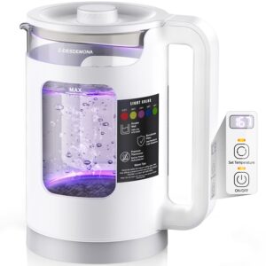 electric kettle, intelligent temp control, one wipe clean, 5 led light coffee kettle borosilicate glass, 1500w soft sound rapid heating water kettle, bpa free, 1.5l window-glass double wall tea kettle