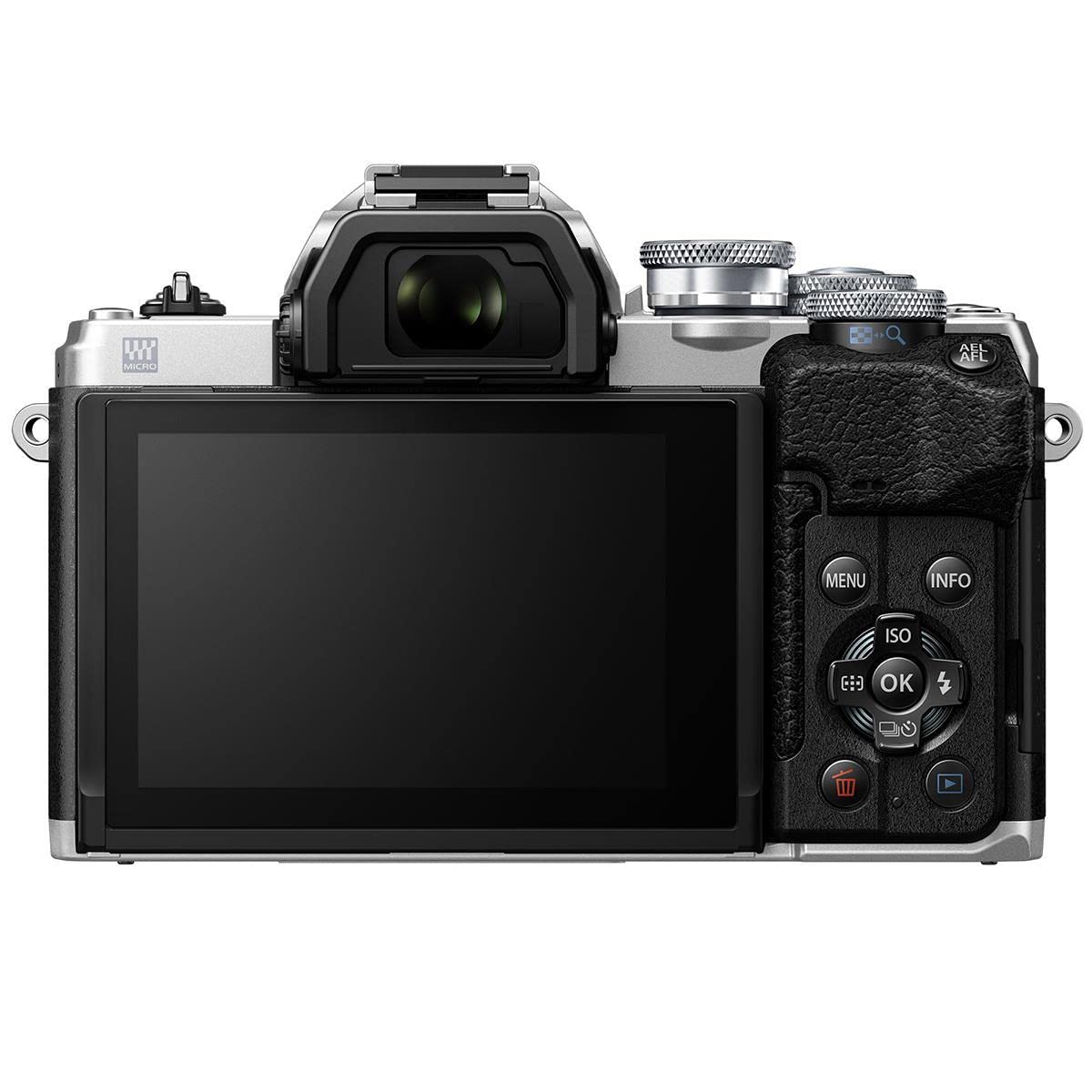 Olympus OM-D E-M10 Mark IV Mirrorless Camera, Silver with Olympus M. Zuiko 14-42mm f/3.5-5.6 II R Lens, Silver