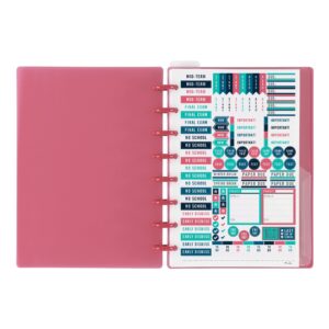 TUL™ Discbound Weekly/Monthly Student Planner, Junior Size, Pink, July 2022 To June 2023, TULSTDPLNR